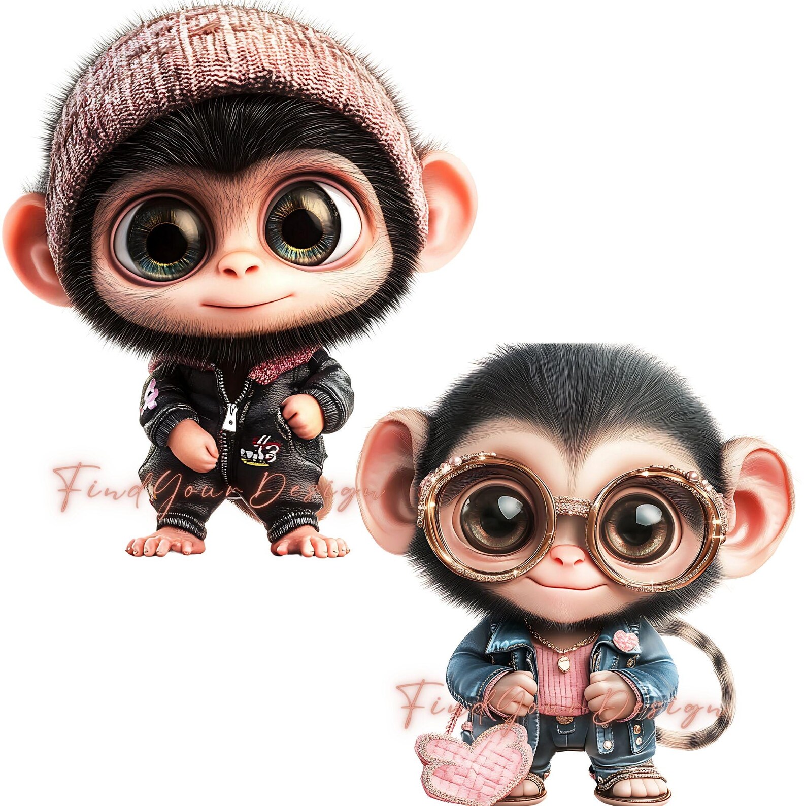15 Cute Baby Monkey Clipart-300 DPI- 12 X 12 Inch -no Background ...