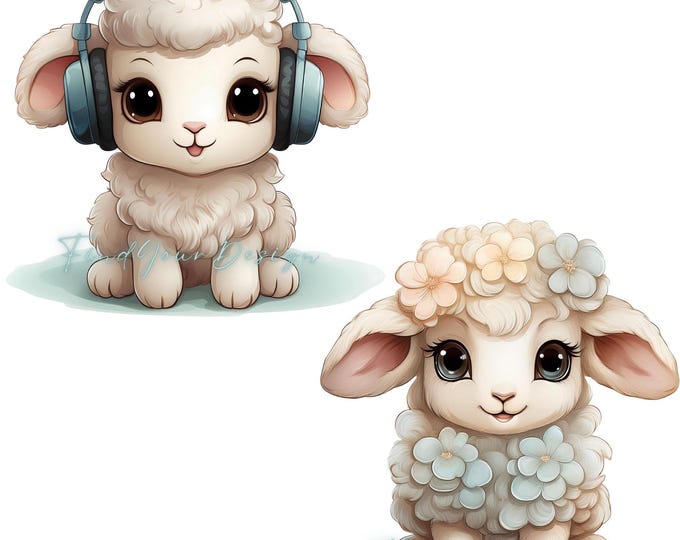 Premium Vector Clipart - Kawaii Lambs - Cute Lamb Clipart Set - High ...