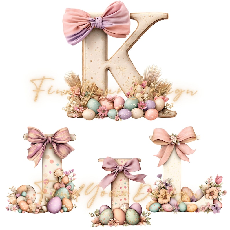 Easter Alphabet Clipart Set, Watercolor Floral Letters, Spring Alphabet ...