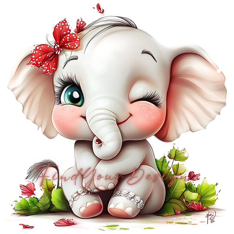 15 Cute Baby Elephant Clipart-300 DPI- 12 X 12 Inch -no Background ...