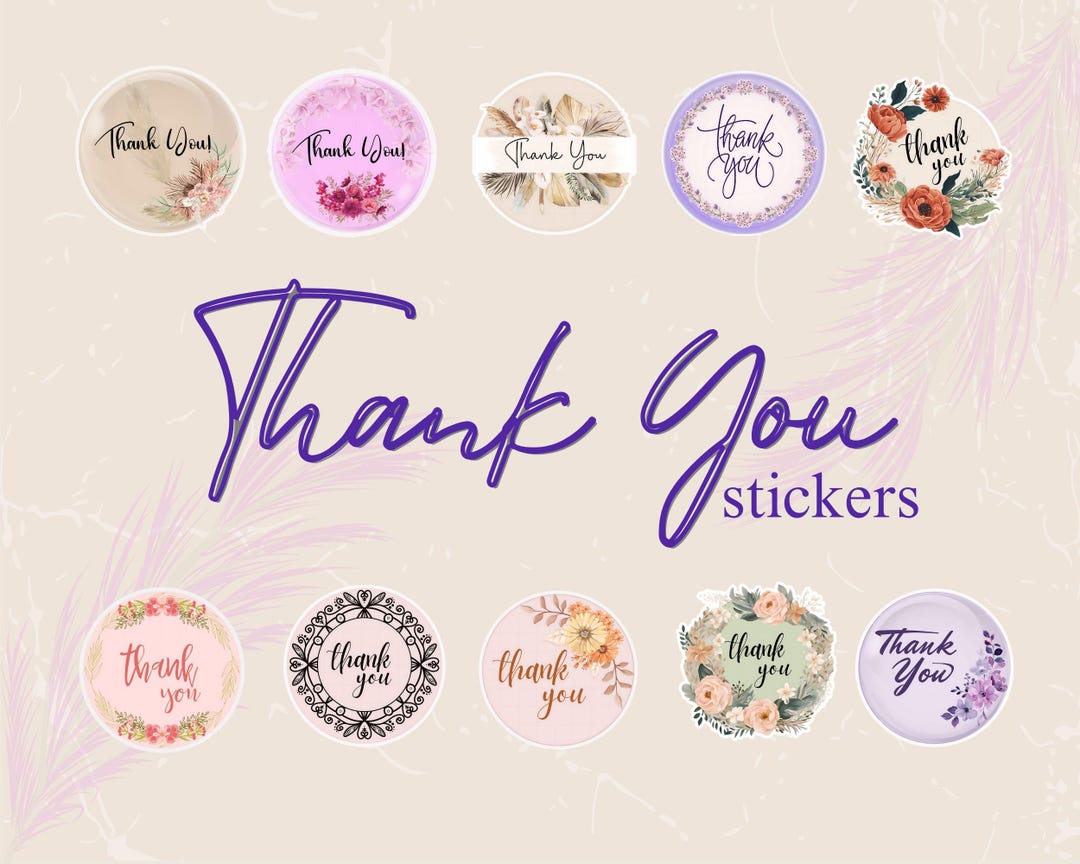 10 Designs Thank You Stickers.30 Pieces 1.5 Inch,40 Pieces 1inch Gift ...