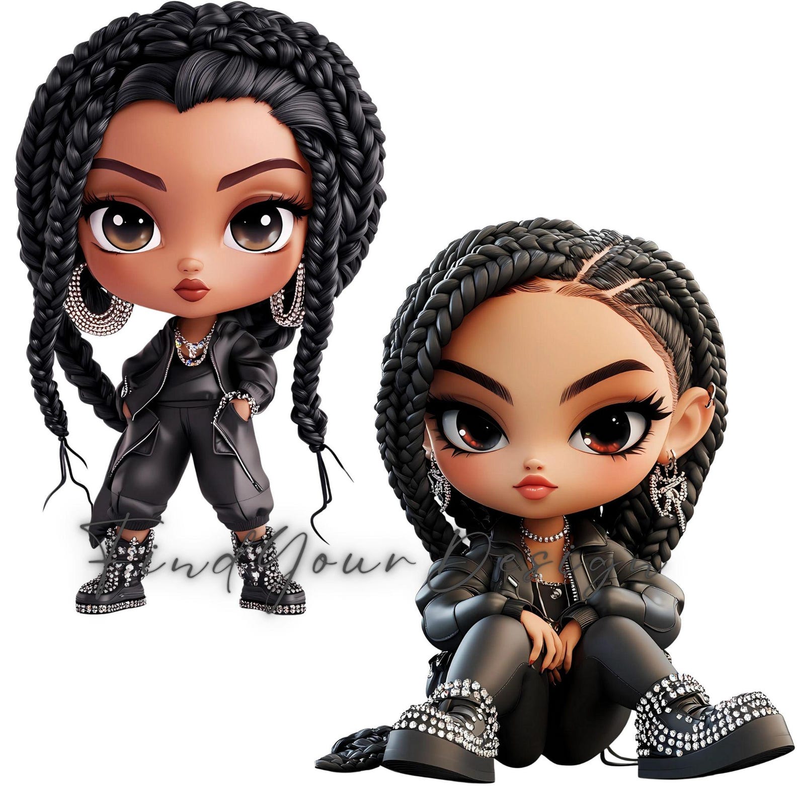 15 Cute Rockstar Girls Clipart-300 DPI- 12 X 12 Inch -no Background ...