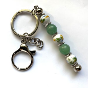 Green Aventurine Beaded Keychain - Etsy