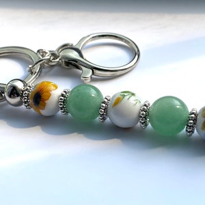 Green Aventurine Beaded Keychain - Etsy