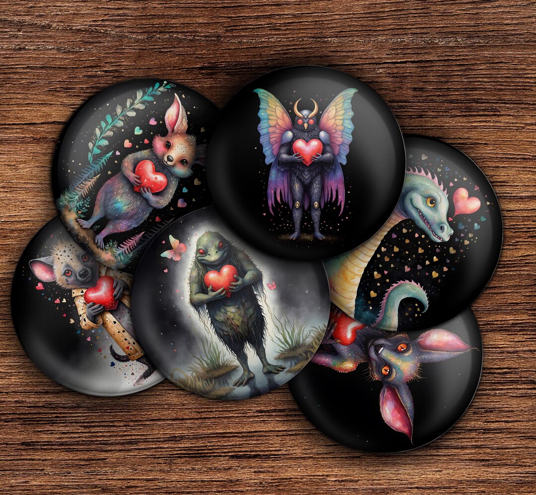 56mm Creepy Cute Cryptids Badge / Cryptids Button Set / Cryptozoology ...