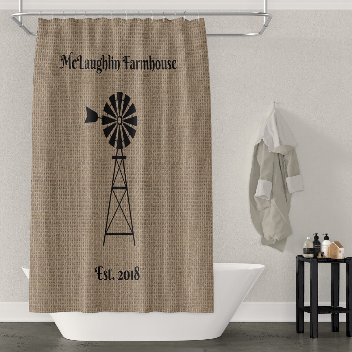 Personalized Farmhouse Shower Curtain Rustic Windmill Bathroom - Etsy