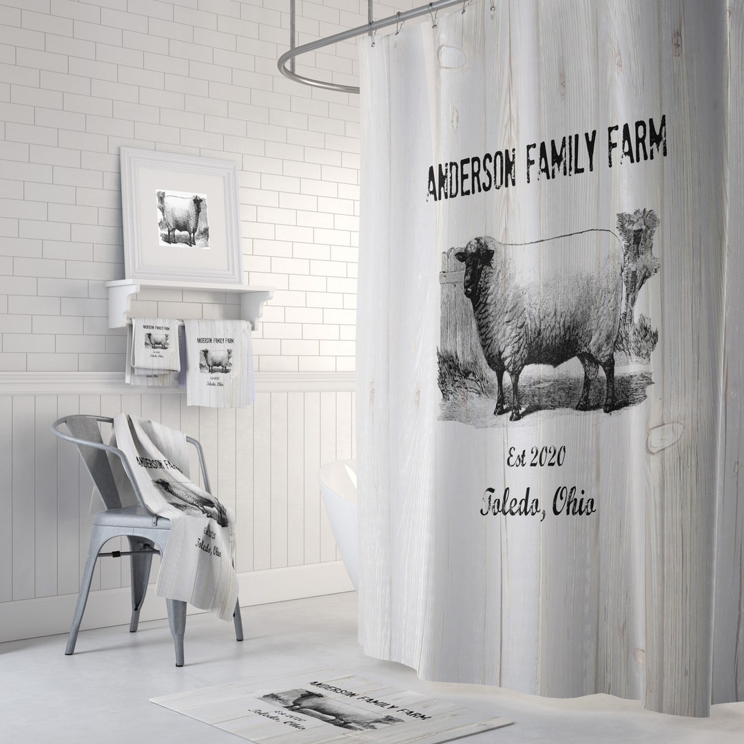 Personalized Sheep Shower Curtain,farmhouse Personalized Bathroom Decor ...