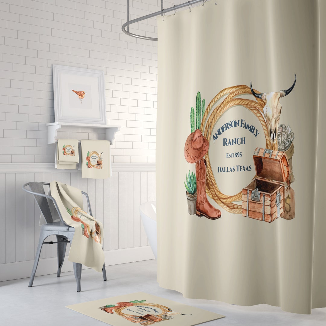 Personalized Western Ranch Shower Curtain Optional Set Rodeo Theme - Etsy