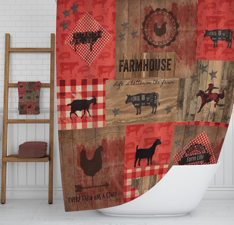 Rustic Farmhouse Shower Curtain Optional Towels and Bath Mat - Etsy