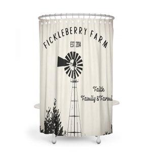 Farmhouse Windmill Shower Curtain Rustic Personalized Bathroom Decor ...