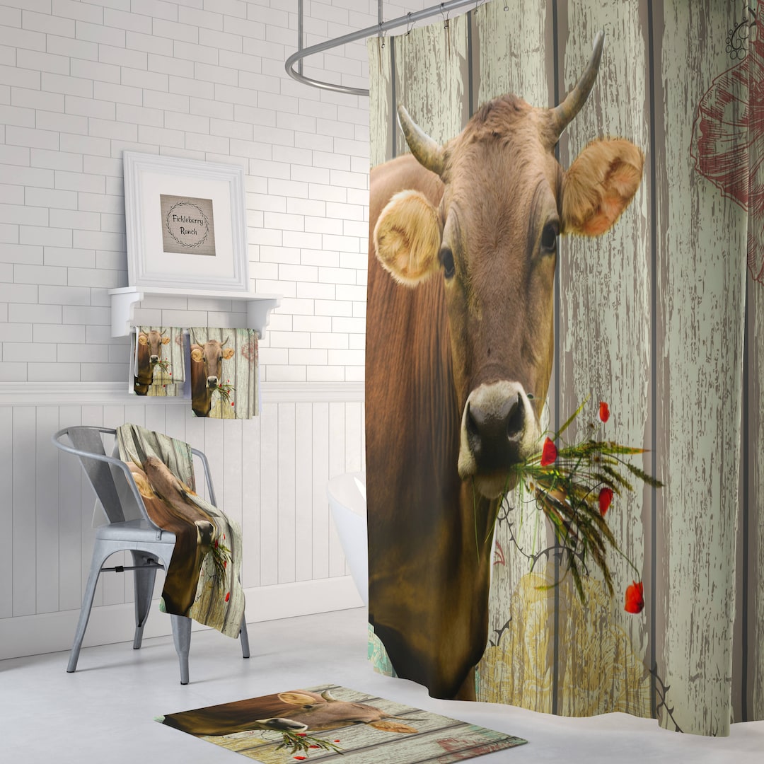 Farmhouse Shower Curtain, Rustic Primitive , Bath Mat, Bath Towels - Etsy