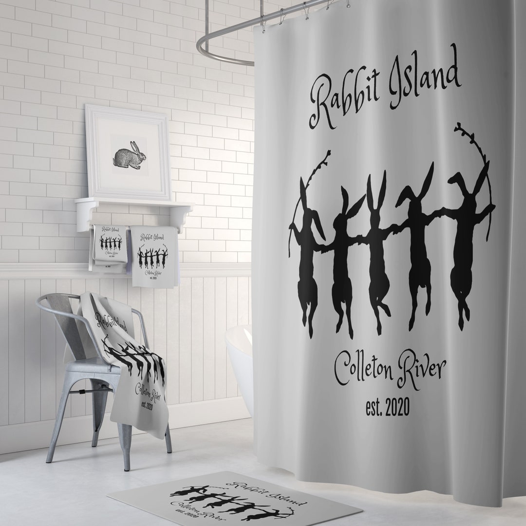 Personalized Dancing Rabbits Shower Curtain Optional Towels and Bath ...