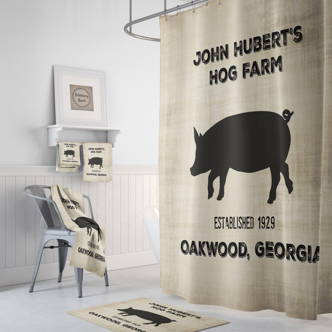 Personalized Pig Hog Farm, Farmhouse Shower Curtain, , Rustic Primitive ...