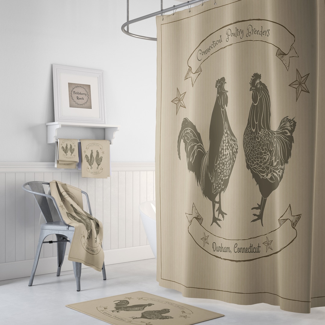 Poultry Farmhouse Shower Curtain,primitive Chickens Custom Personalized ...