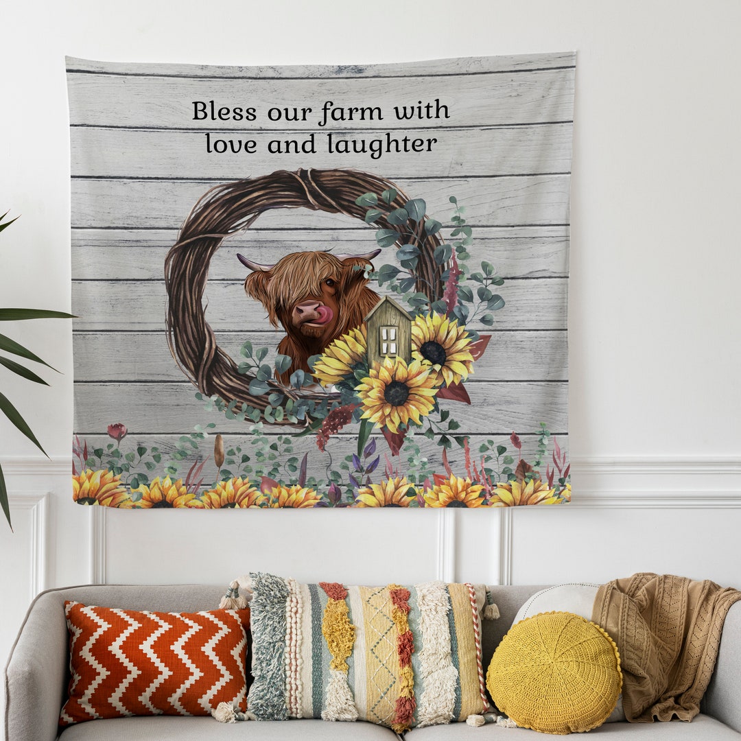 Scottish Highlander Wall Tapestry Farmhouse Decor - Etsy