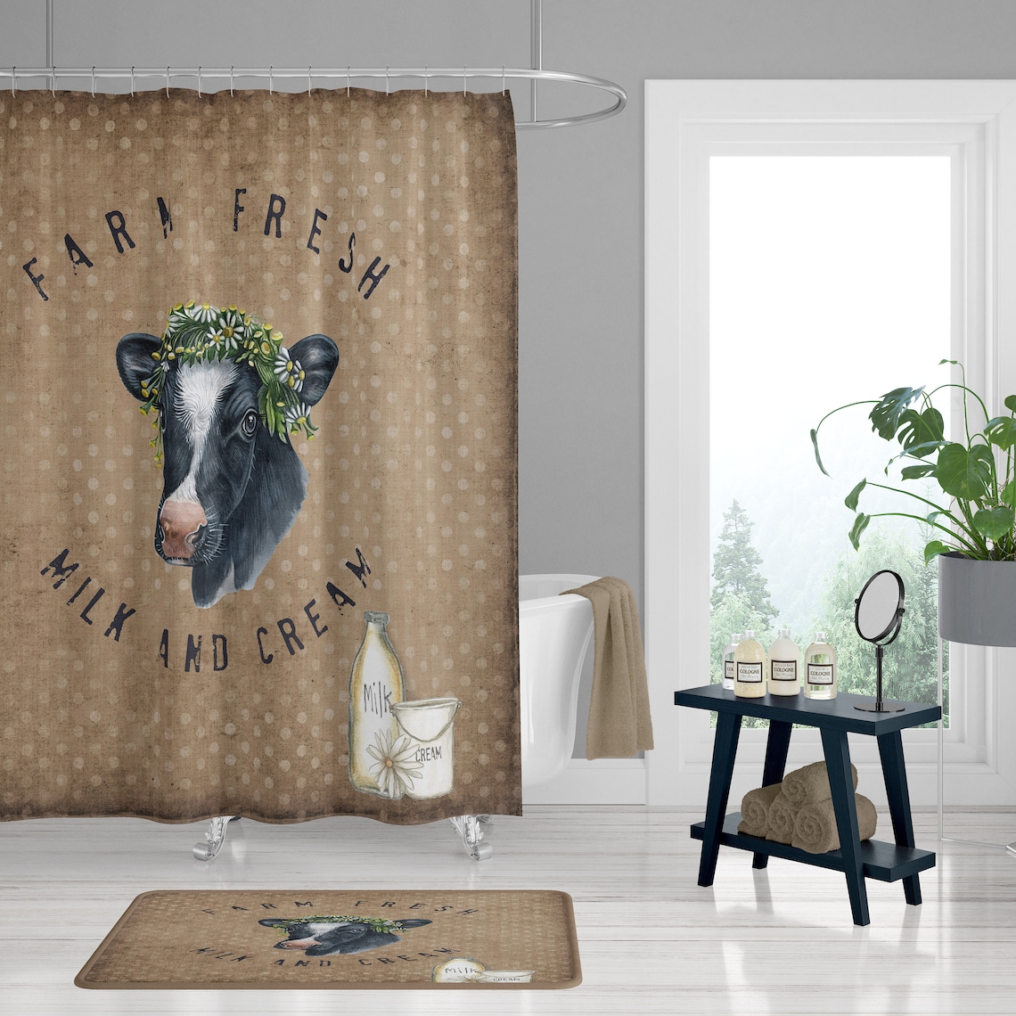 Rustic Farmhouse Shower Curtain Fresh Milk Cow Optional Bath - Etsy