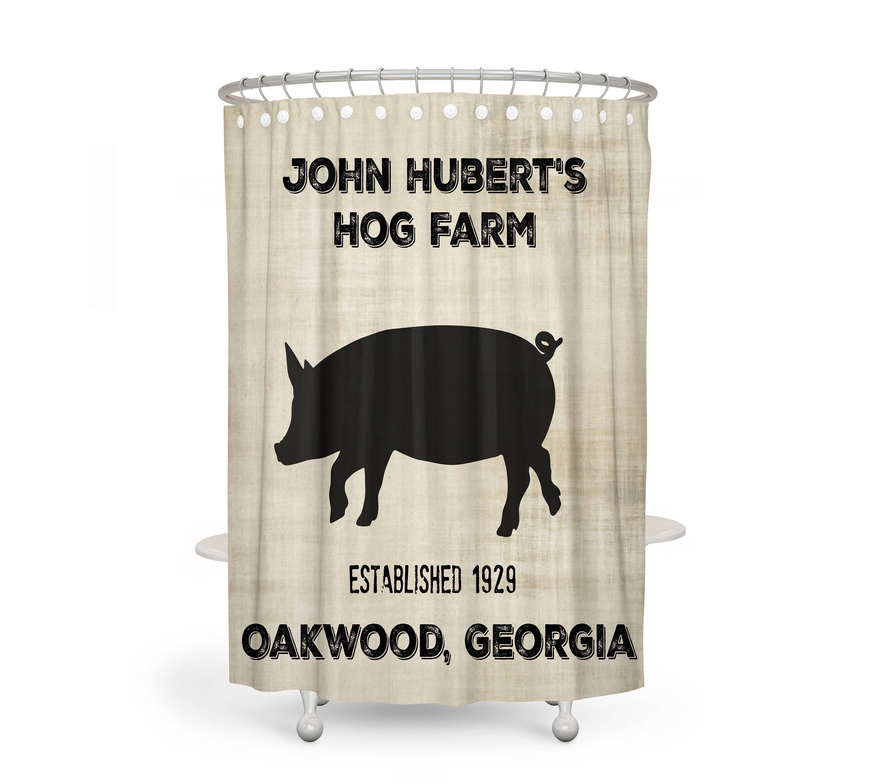 Personalized Pig Hog Farm, Farmhouse Shower Curtain, , Rustic Primitive ...