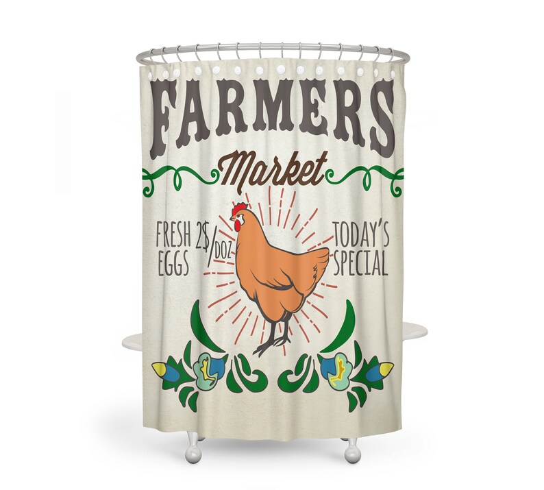 Farmhouse Shower Curtain Chicken Shower Curtain Farmers - Etsy