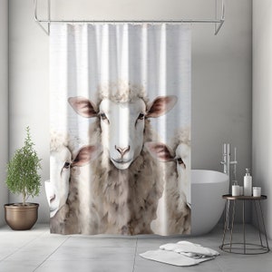 Sheepish Charm Rustic Sheep Farmhouse Country Bathroom Shower Curtain ...