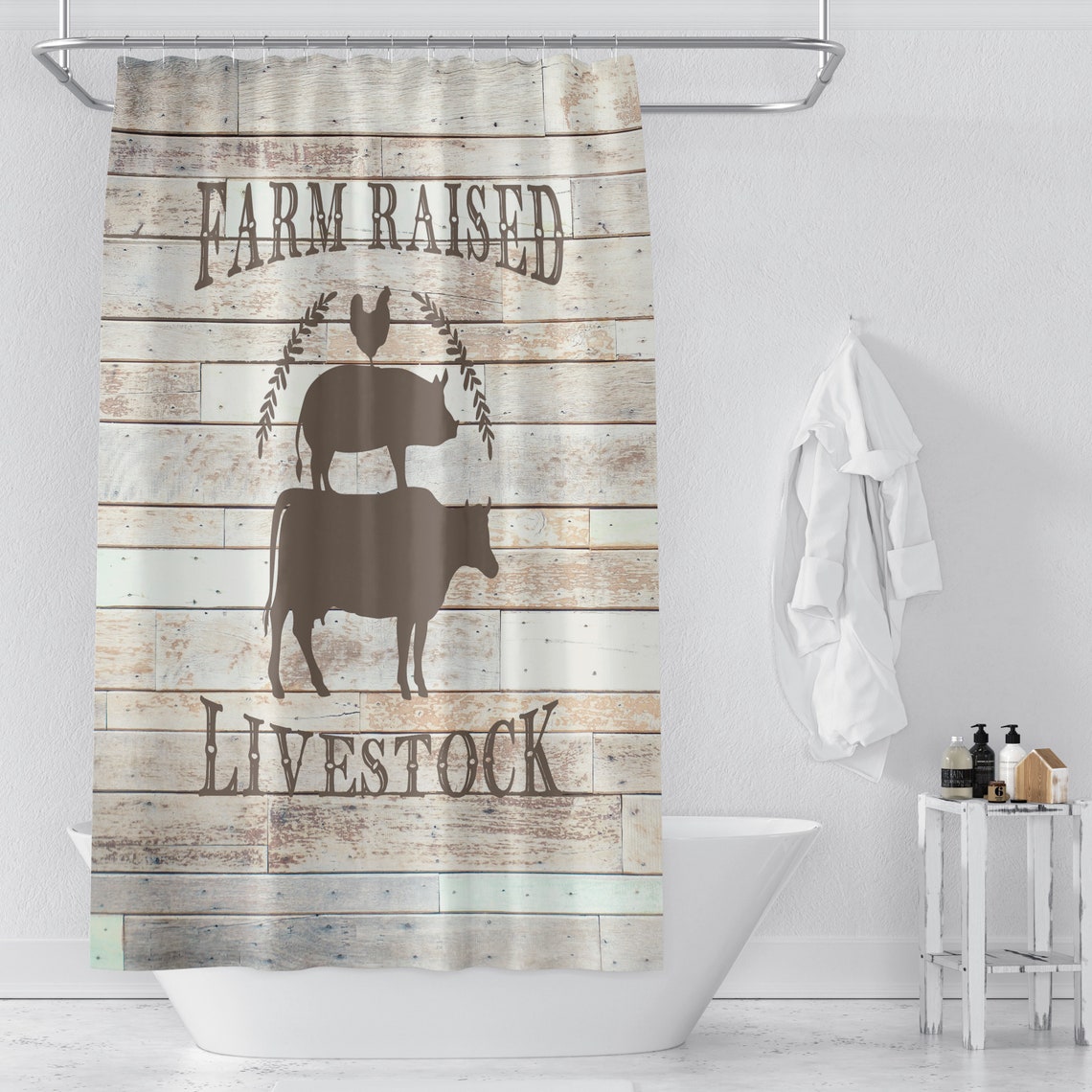 Rustic Farmhouse Shower Curtain Optional Towels and Bath Mat | Etsy