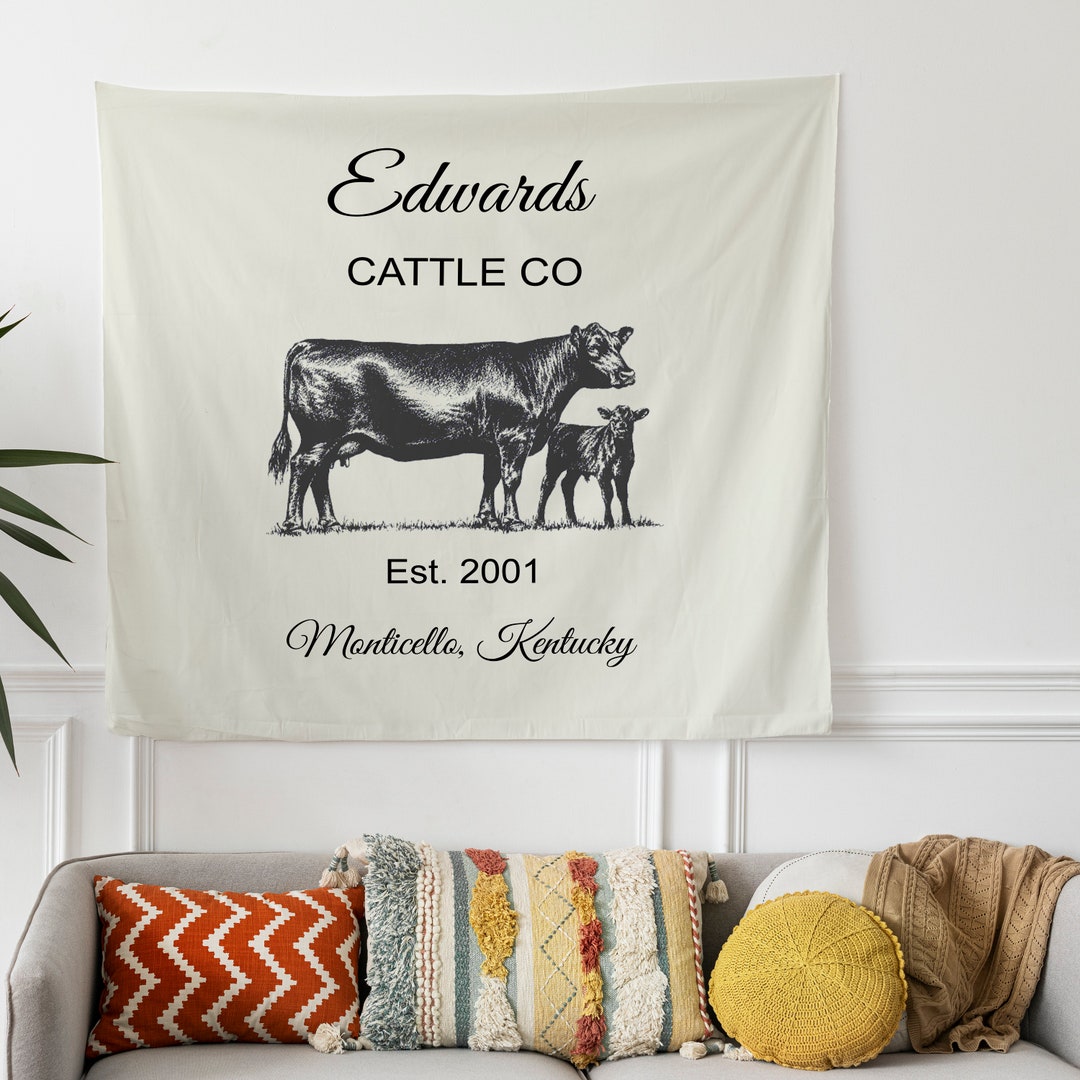 Personalized Wall Tapestry Cattle Ranch Design - Etsy