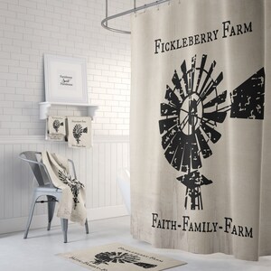Grunge Windmill Shower Curtain Rustic Farmhouse Personalized Bathroom ...