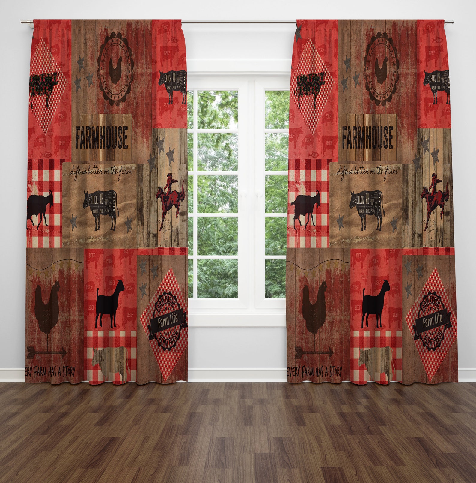 Rustic Farmhouse Window Curtains Valance Available - Etsy