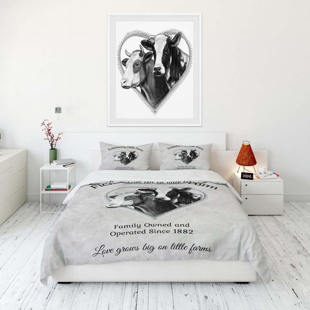 Cow Bedding Set Personalized Comforter or Duvet Cover, Farmhouse ...