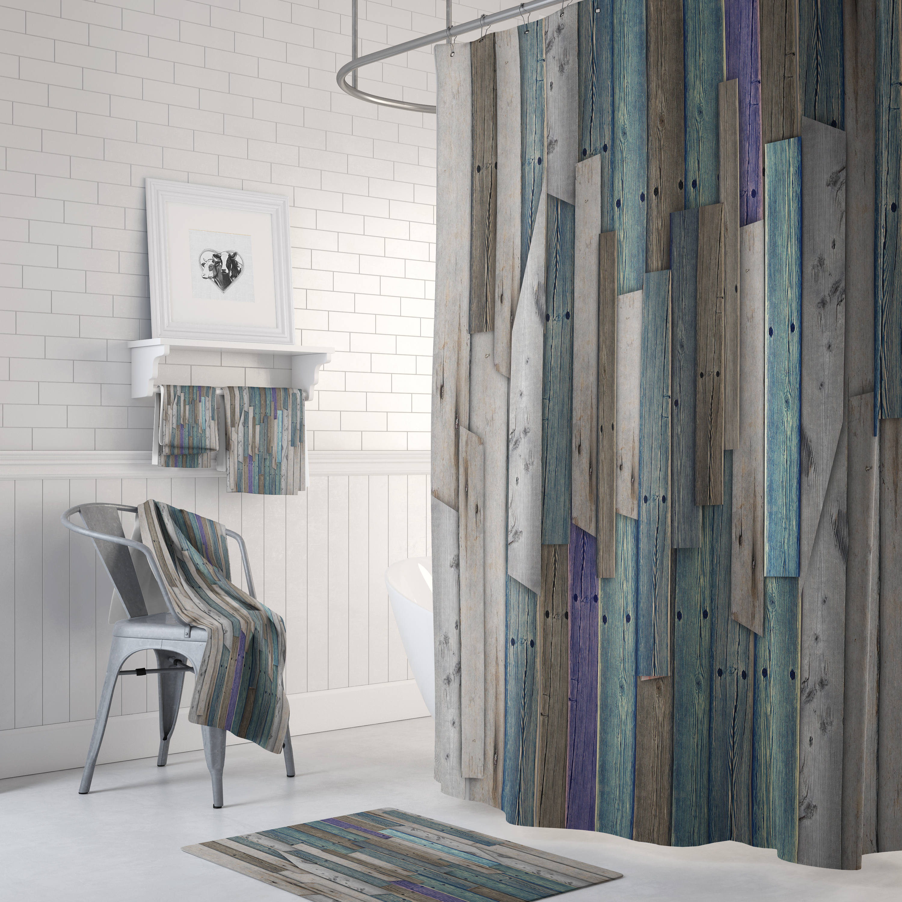 Farmhouse Chic Rustic Wood Shower Curtain Bath Mat Bath | Etsy