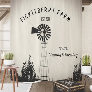 Farmhouse Windmill Shower Curtain Rustic Personalized Bathroom Decor ...