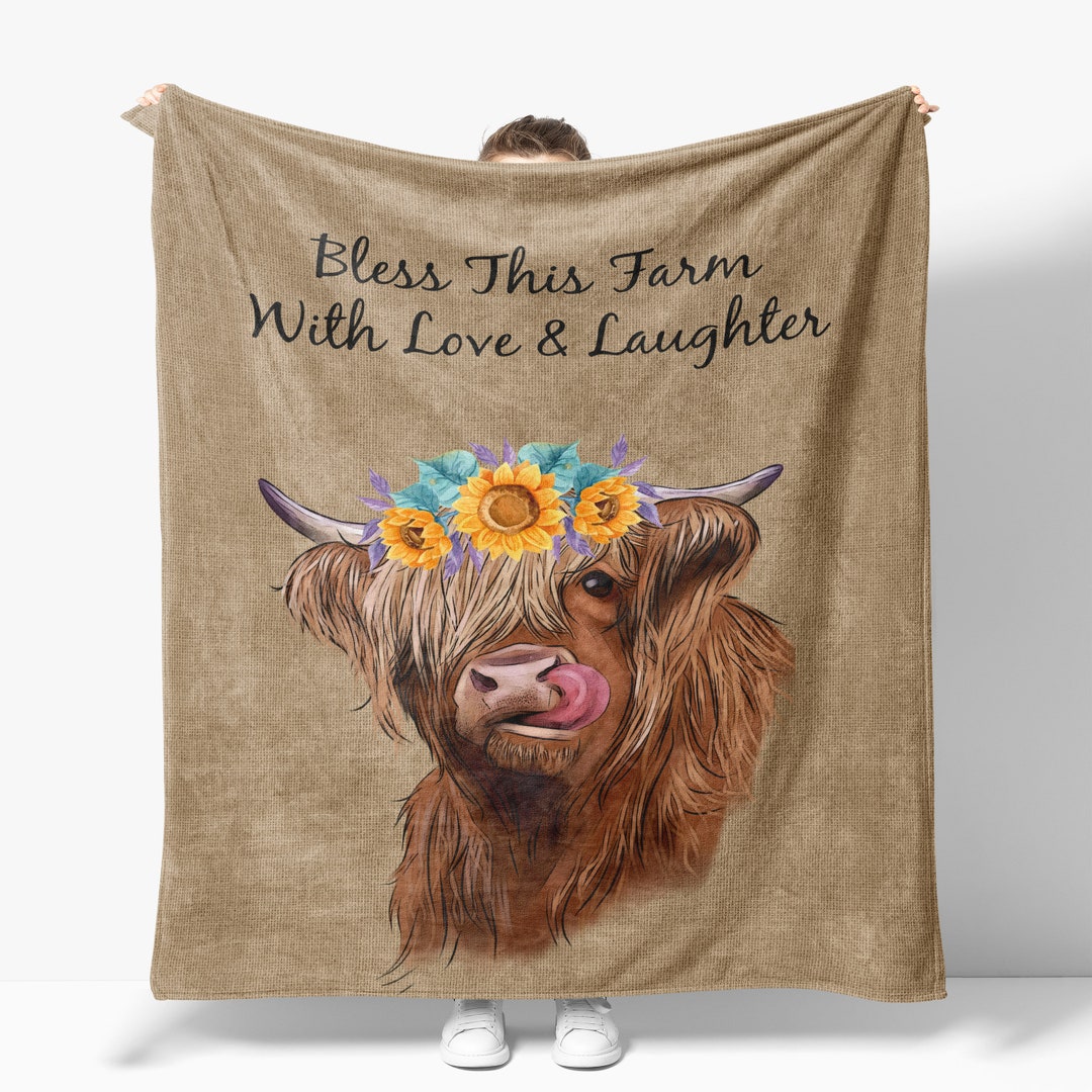 Scottish Highlander Farmhouse Cow Blanket - Etsy
