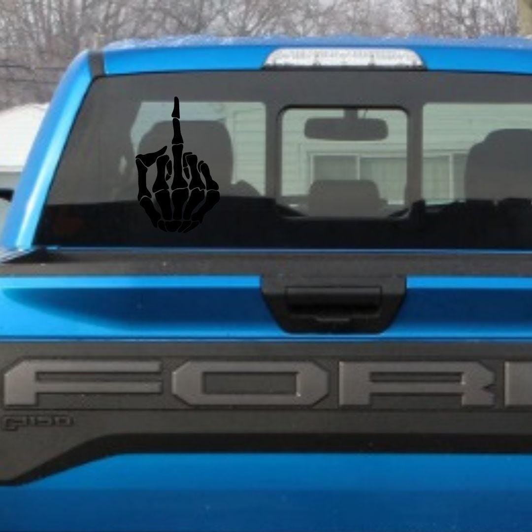 Gothic Skeleton Middle Finger Car Decal Funny Vinyl Sticker for Your ...