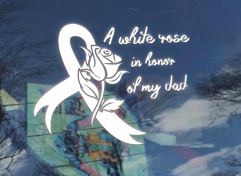 A White Rose in Honor of Family Memorial Decal – Customizable Tribute ...