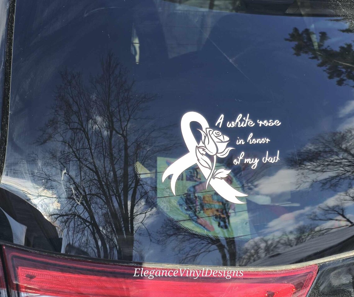 A White Rose in Honor of Family Memorial Decal – Customizable Tribute ...