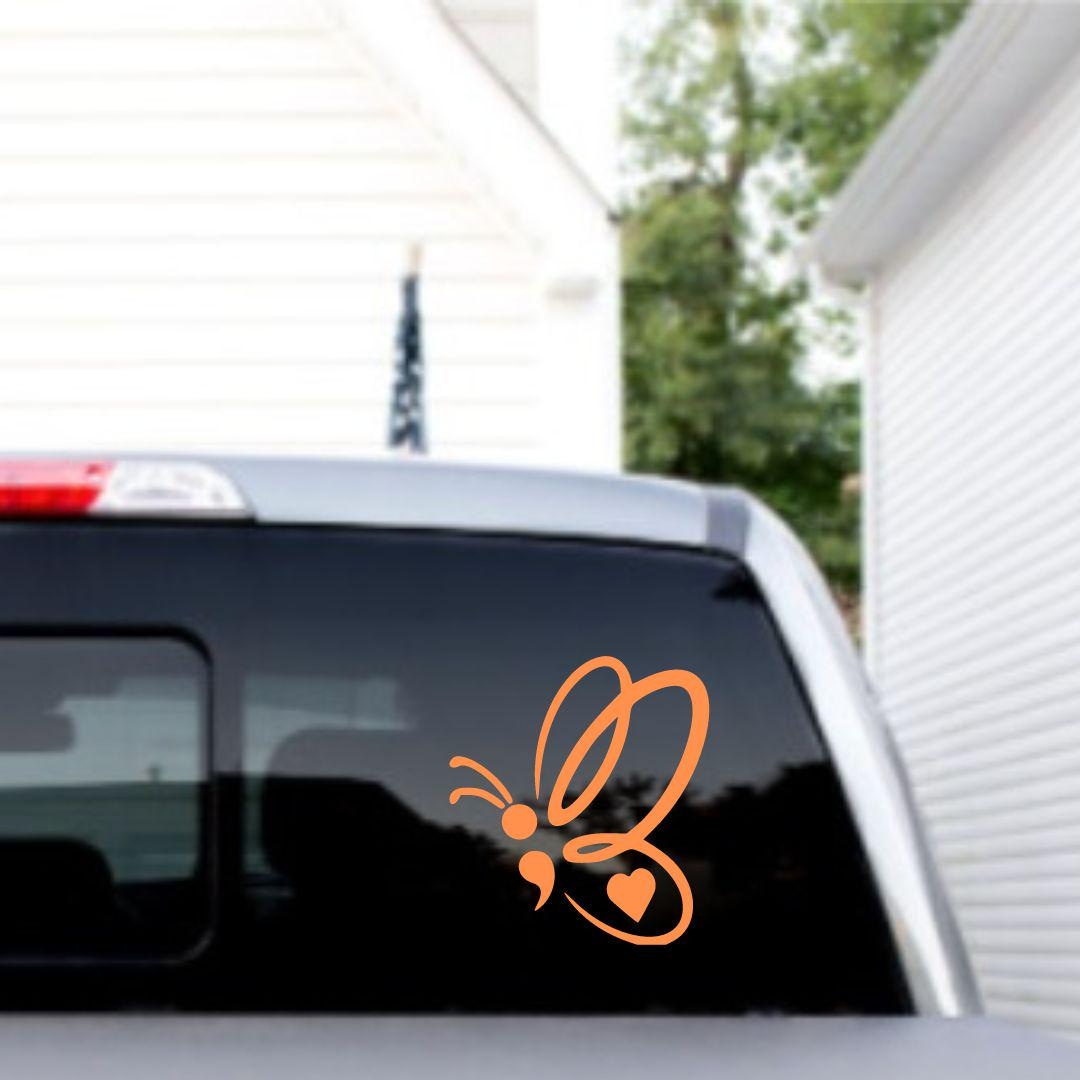 Semi Colon Butterfly Vinyl Decal Mental Health Awareness Symbol Sticker ...
