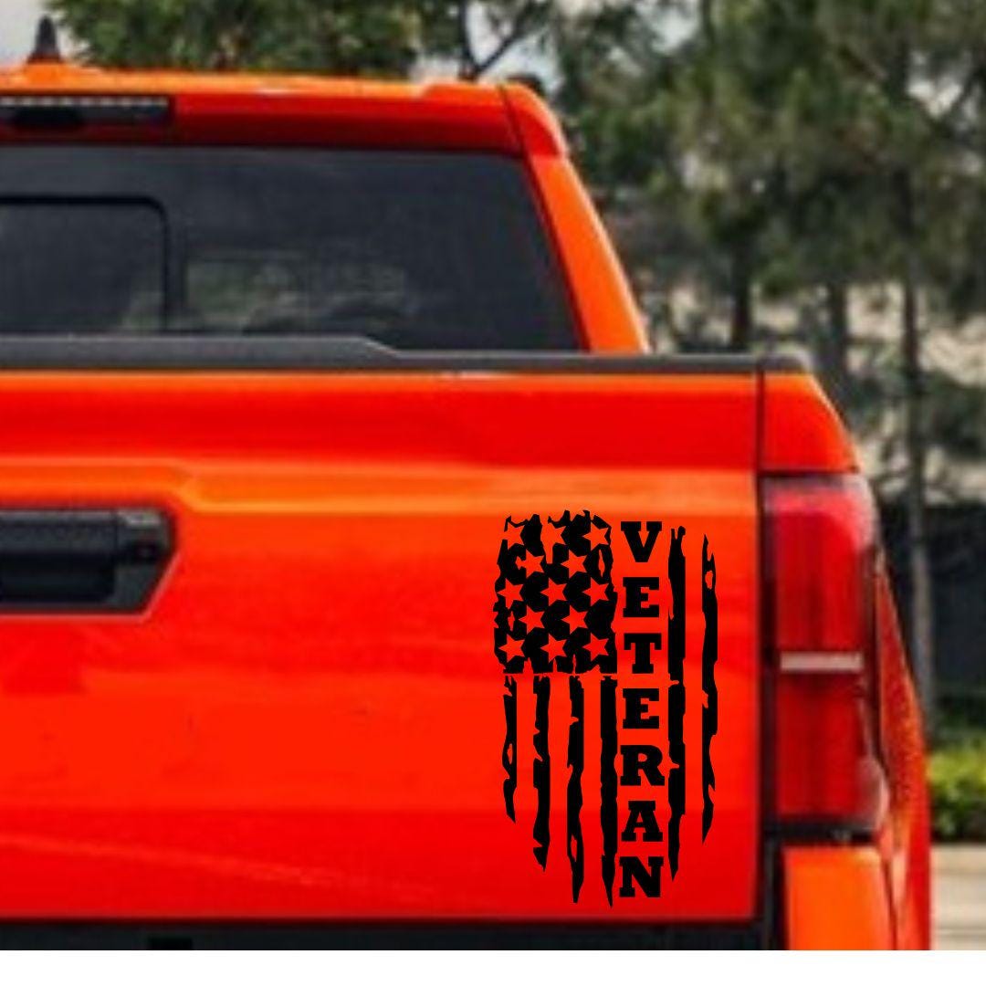 American Flag Veteran Vinyl Car Decal: Patriotic Military Sticker - Etsy