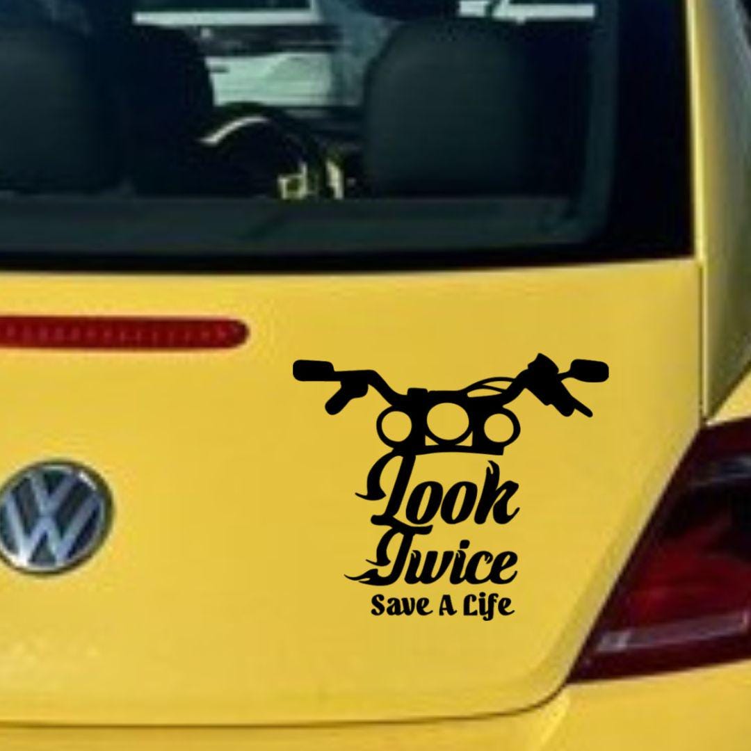 Look Twice Save a Life Vinyl Car Decal Sticker – Motorcycle Safety ...