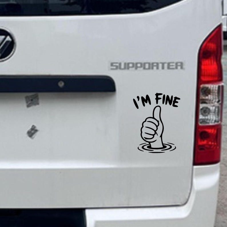 I'm Fine Thumbs up Vinyl Decal - Funny Sarcastic Mental Health Sticker ...