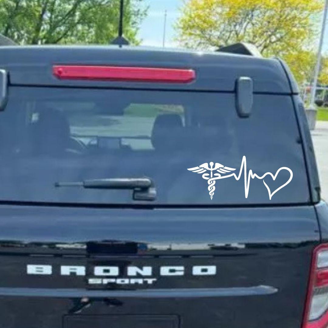 Caduceus Medical Heartbeat Vinyl Decal Perfect for First Responders ...