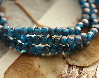 CASHMERE TURQUOISE SEEDS .. 50 Premium Picasso Czech Glass Tri-cut Seed ...