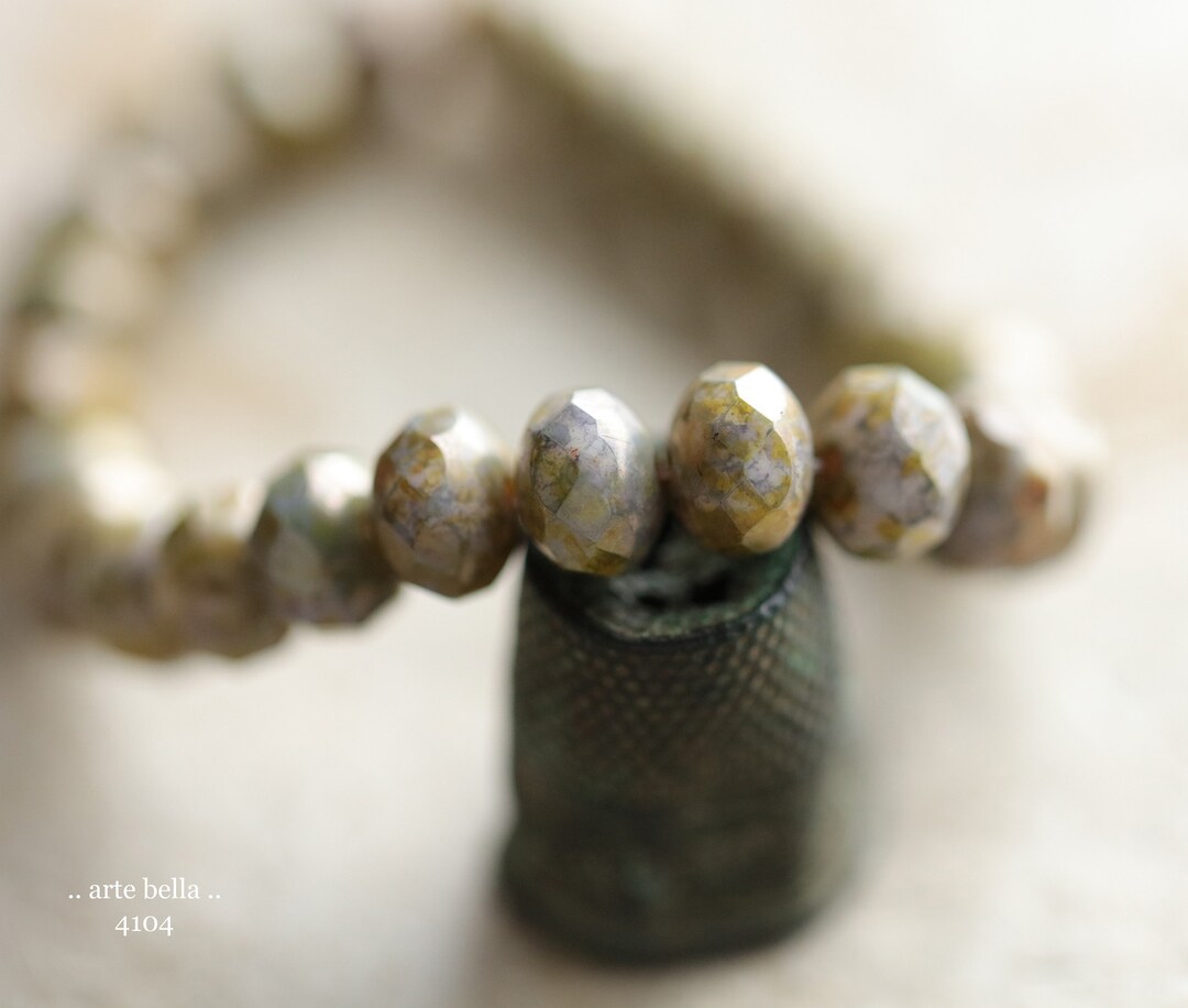 GILDED SMACKS .. 25 Premium Picasso Czech Glass Faceted Rondelle Beads ...