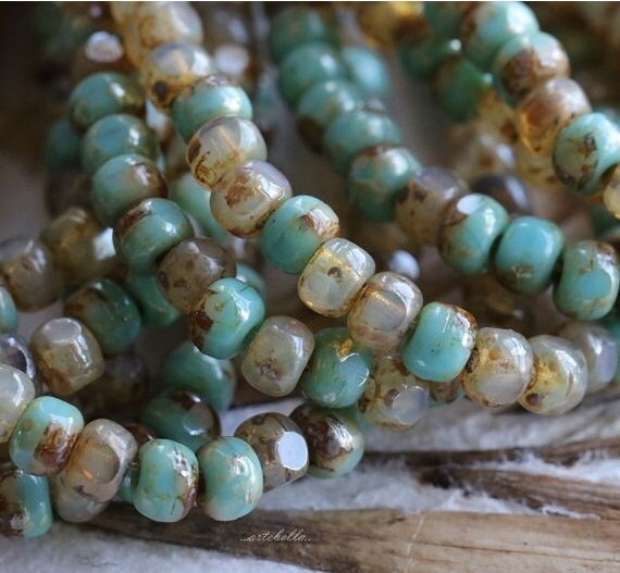 CASHMERE TURQUOISE SEEDS .. 50 Premium Picasso Czech Glass - Etsy