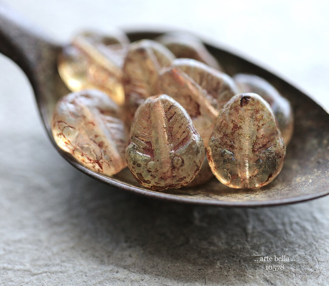 EARTHY TRILOBITE MIX .. 10 Picasso Czech Glass Trilobite Fossil Beads ...
