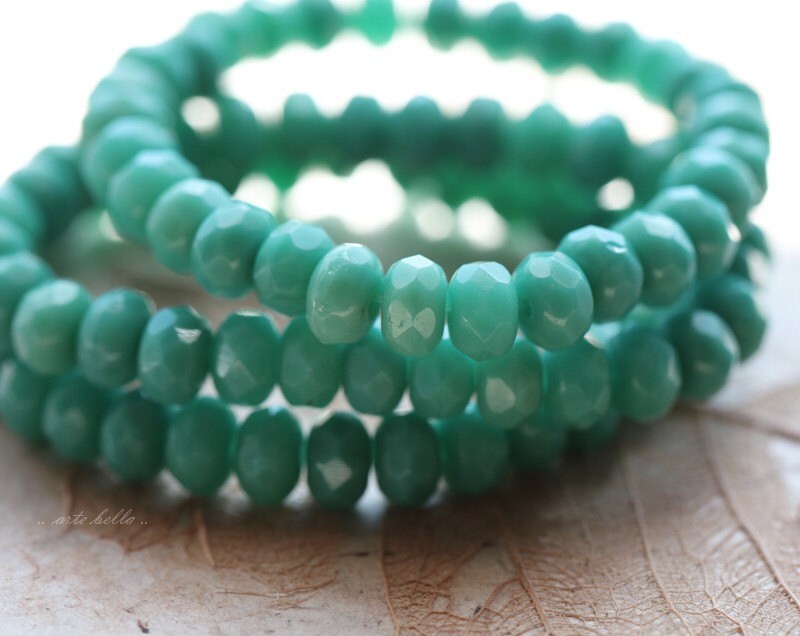 TURQUOISE PEBBLES No. 2 .. 30 Premium Czech Rondelle Glass Beads 3x5mm ...