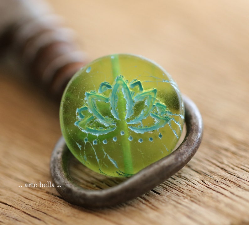Premium Glass Beads .. BLUE APPLE LOTUS .. 4 Czech Matte Glass Lotus ...