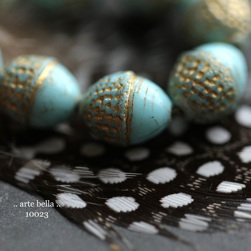 Glass Blue Acorn Beads - Etsy