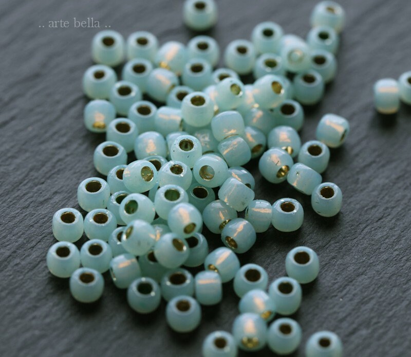 SEAFOAM OPAL SEEDS .. 100 Japanese Toho PermaFinish Glass Seed Bead ...