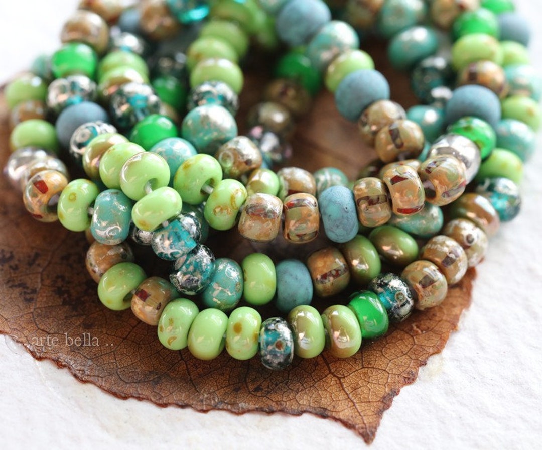 Premium Glass Beads .. ENVY SEED MIX No. 7955 .. 20" Picasso Czech ...