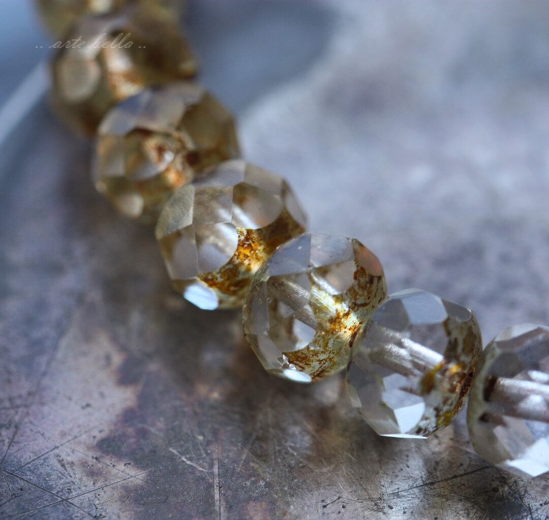 Premium Glass Beads .. WHISPER .. 25 Picasso Czech Glass Faceted ...