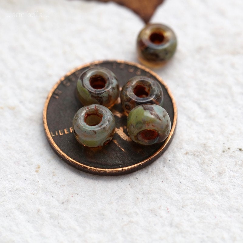 EARTHY AMBER SEEDS .. 30 Premium Picasso Matubo Czech Glass Seed Beads ...